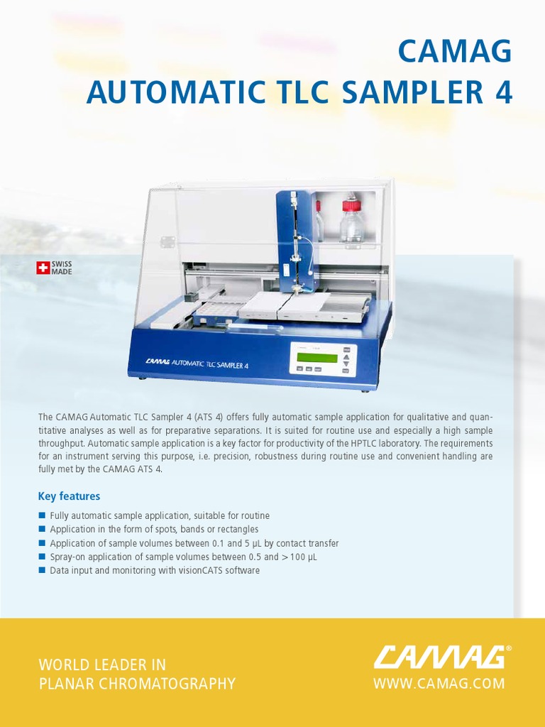 Brochure, CAMAG Automatic TLC Sampler 4 | PDF | Syringe | Thin Layer ... Brochure, CAMAG Automatic TLC Sampler 4 | PDF | Syringe | Thin Layer ...