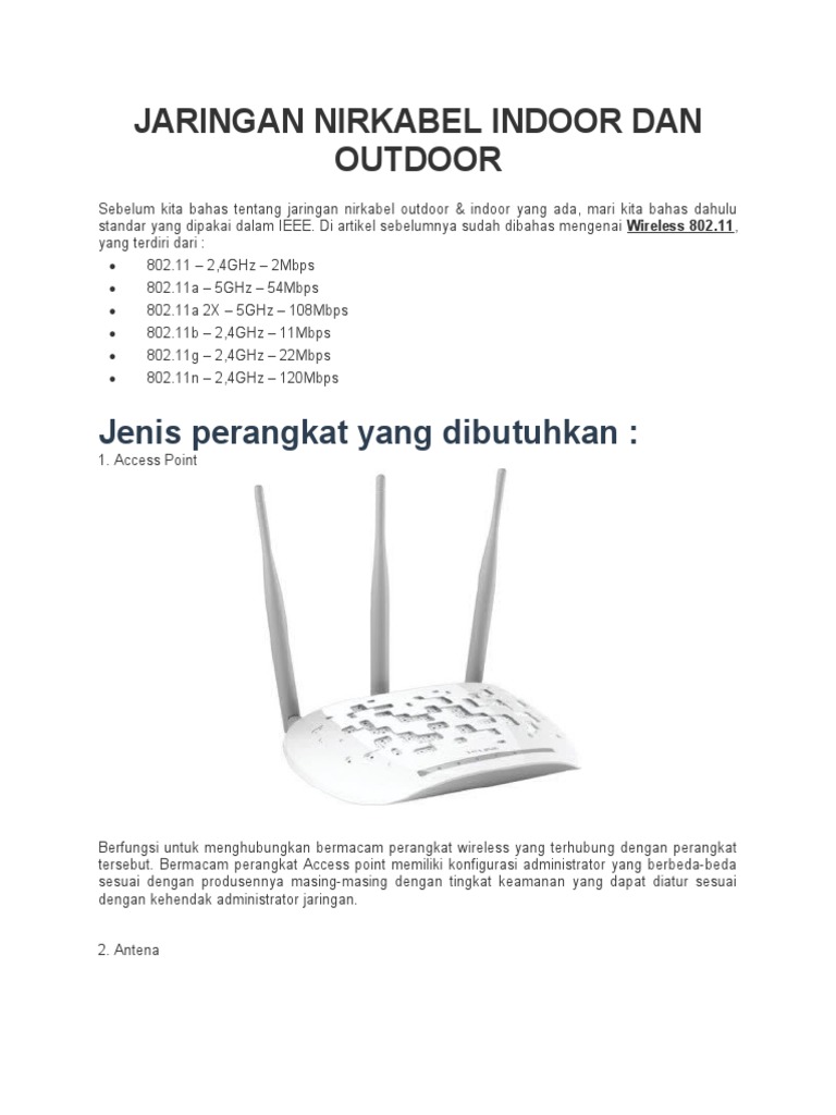 Jaringan Nirkabel Indoor Dan Outdoor | PDF