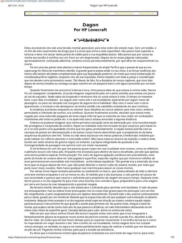 Dagon - by H. P. Lovecraft - En.pt | PDF | Lua | Terra