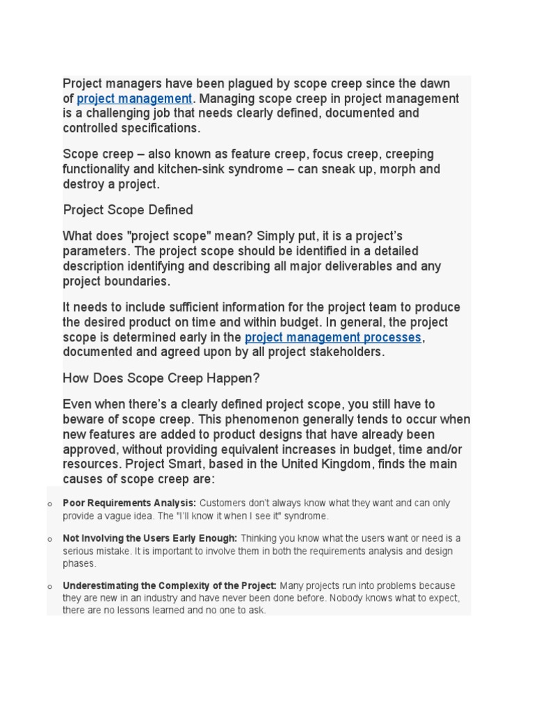 Managing Scope Creep in Project Management | PDF | Project Management ...