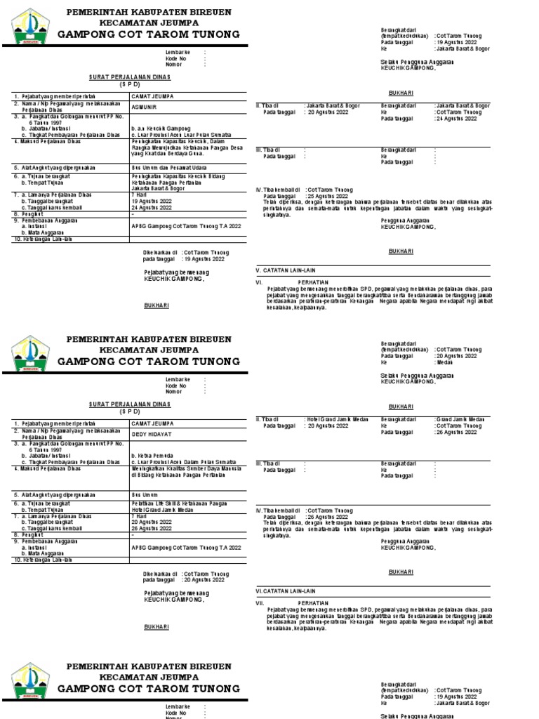 SPPD 2022 Jakarta Dan Medan | PDF