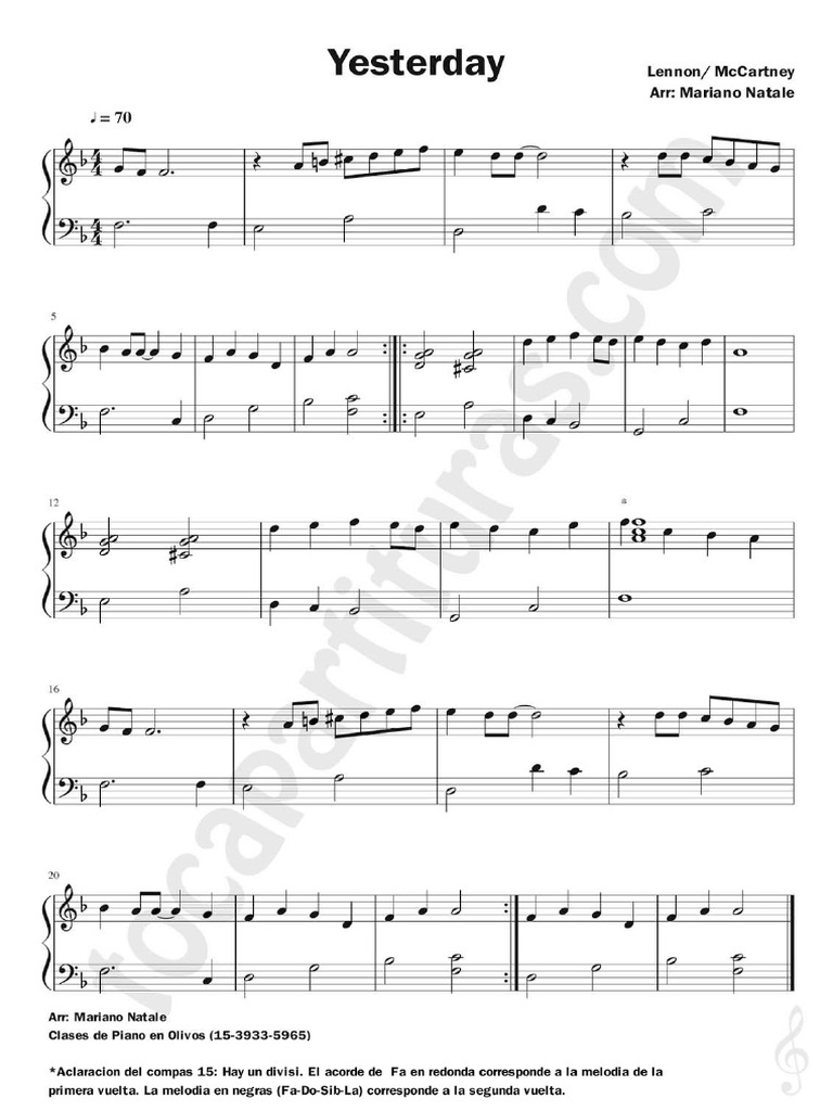 Yesterday Piano | PDF