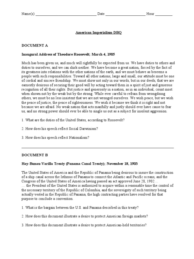 American Imperialism DBQ 2017 | PDF | The United States | Panama