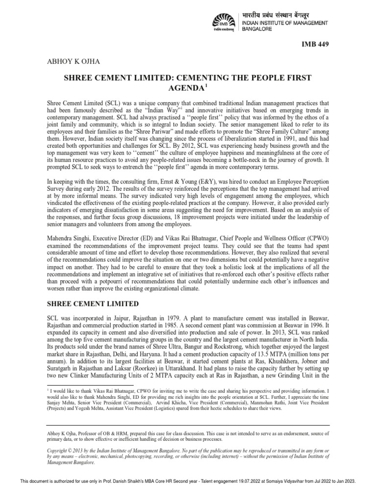 Shree Cement Case Study | PDF | Employment | Competitive Advantage