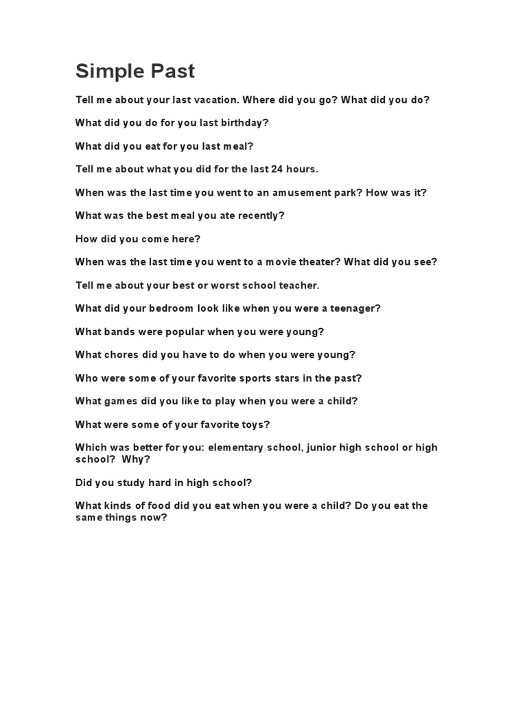 Past Simple Conversation Questions | PDF