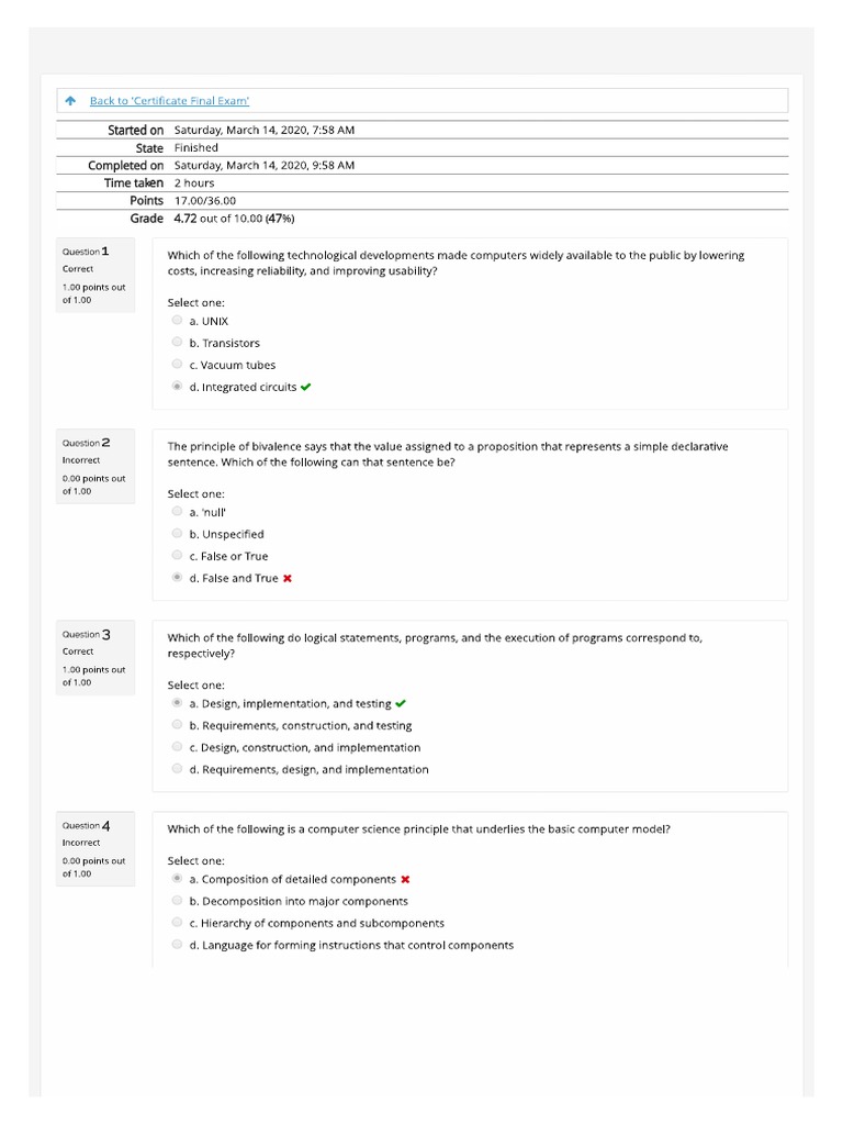 CS101 Certificate Final Exam Attempt Review Saylor Academy | PDF CS101 Certificate Final Exam Attempt Review Saylor Academy | PDF