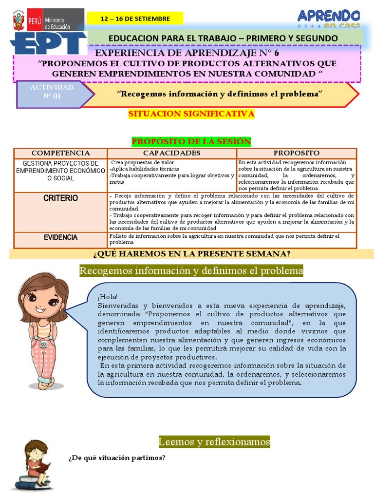 Experiencia de Aprendizaje #06 - Actividad #01 - 1ero y 2do - Ept - Rural | PDF | Evaluación ...
