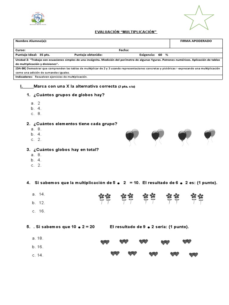 Prueba 1 Multiplicacion Tabla Del 2 y Del 3 | PDF | Multiplicación ...