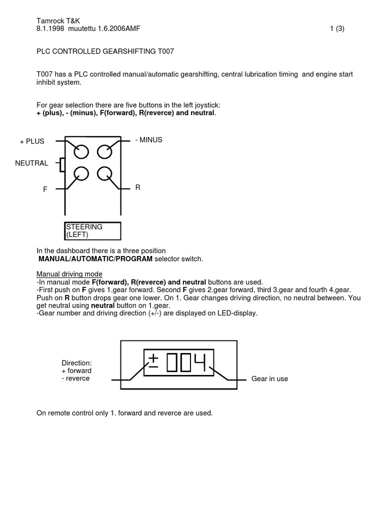 T007 Instructions Closed Cabin | PDF | Manual Transmission | Automatic Transmission