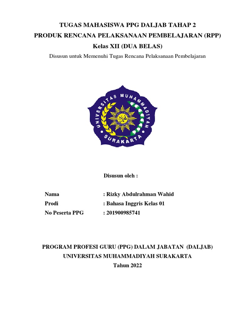 RPP K13 - Rizky Abdulrahman Wahid - 001 - PPG UMS 2022 - Perangkat RPP 2 | PDF