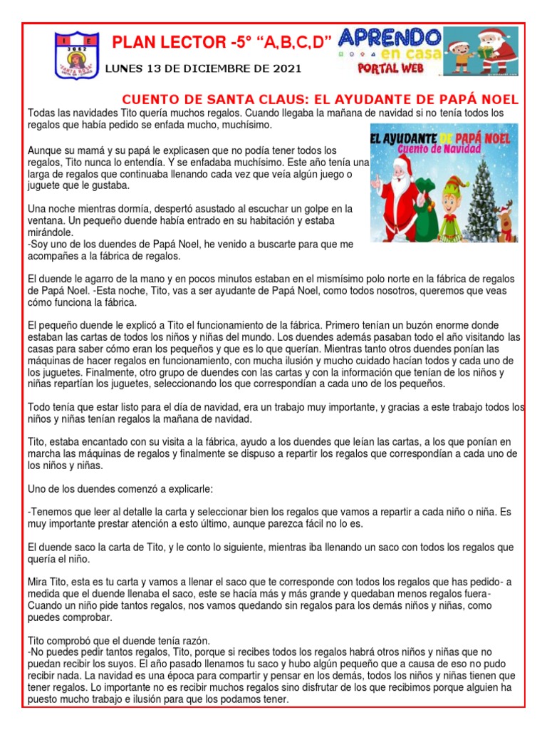 Plan Lector 13-12-21 | PDF | Papá Noel