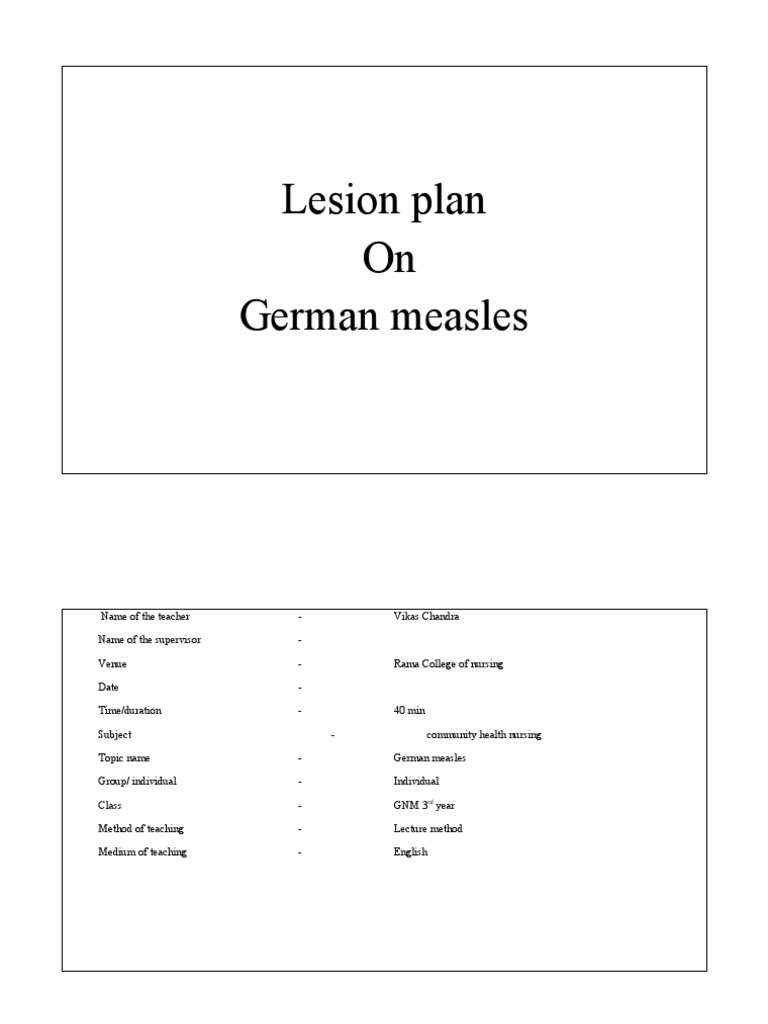 Lession Plan On Communicable Disease | PDF | Measles | Infection