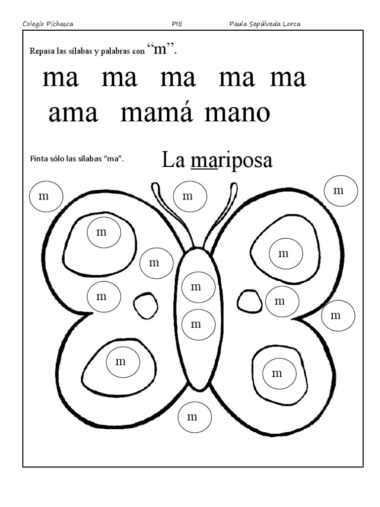 Repasa Las Sílabas y Palabras Con M TAREA 2 | PDF
