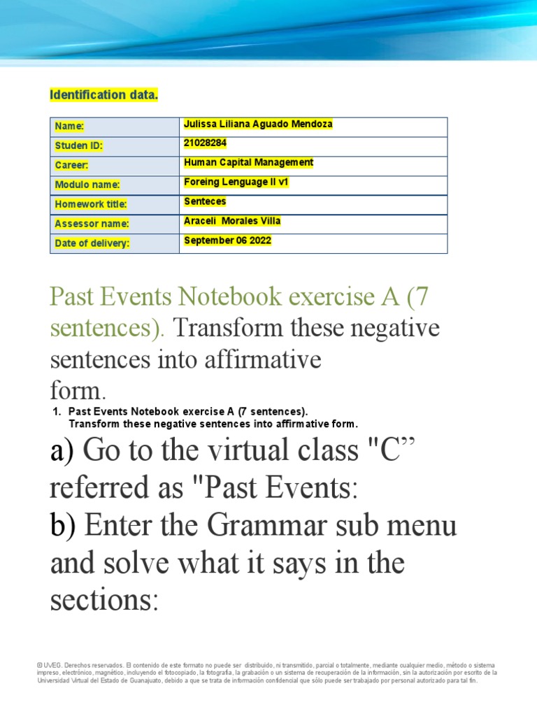 Unidad 2 Sentences | PDF