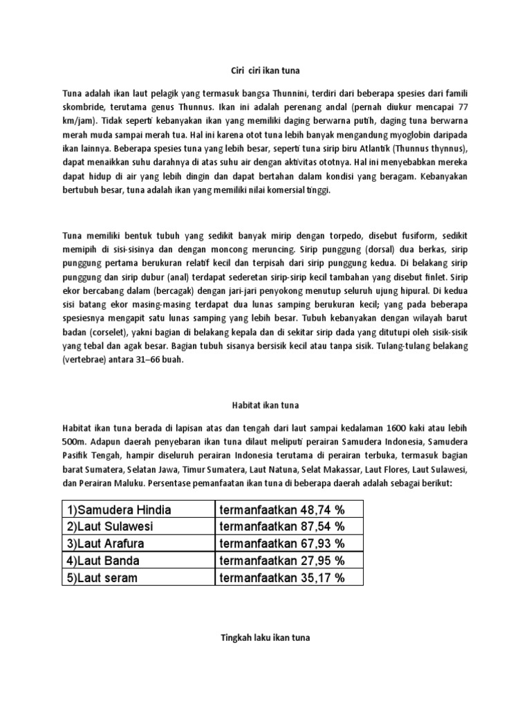 Ciri Ciri Ikan Tuna | PDF | Griya & Taman | Sains & Matematika