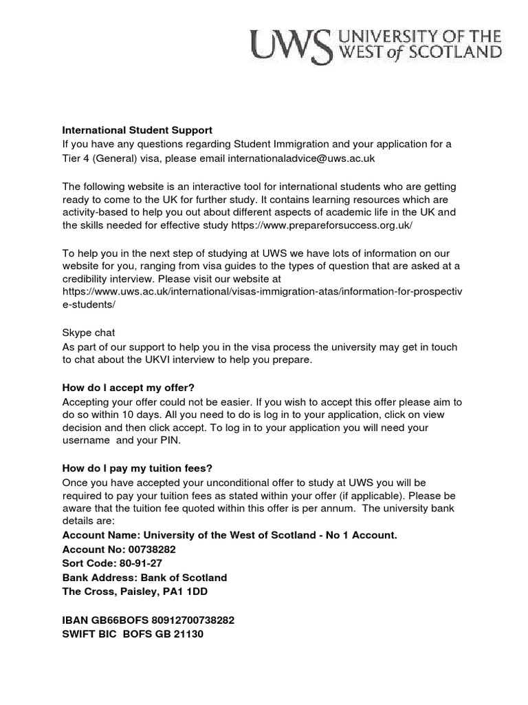 Uws Uk Bank Account Details | PDF