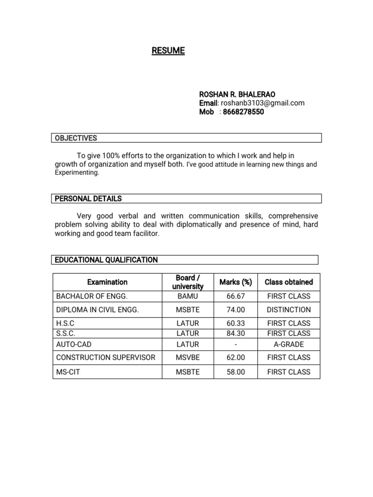Roshan Resume 1 | PDF