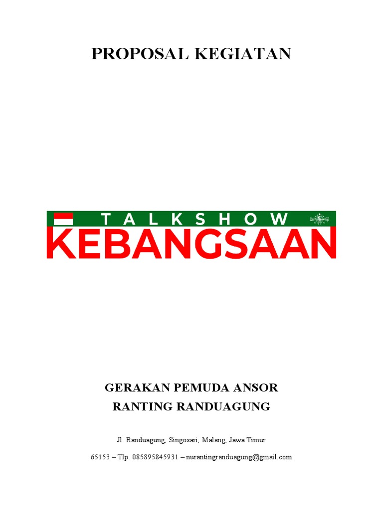 Proposal Kegiatan Talkshow Kebangsaan | PDF