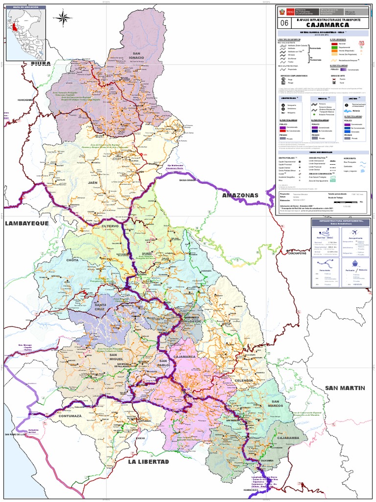 Mapa de Infraestructura de Transporte de Cajamarca | PDF | Perú ...
