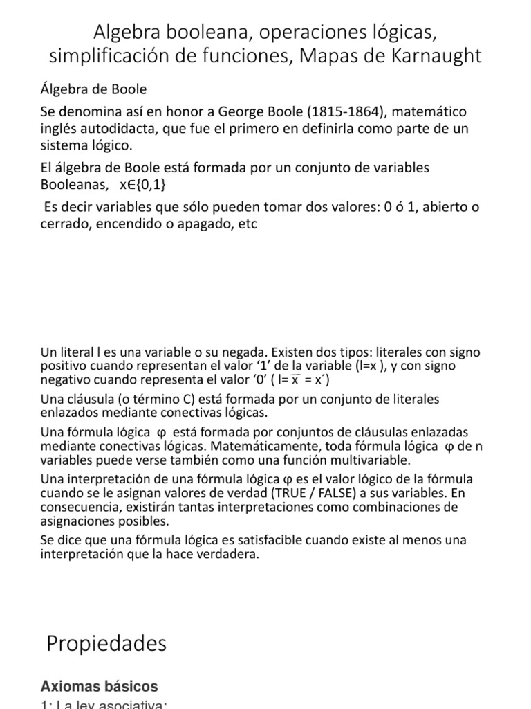 Algebra Booleana, Operaciones Lógicas | PDF | Álgebra de Boole ...