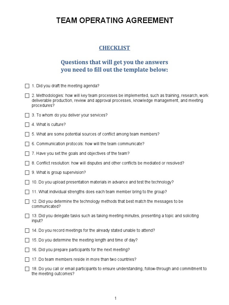 3.7 Team Operating Agreement | PDF | Leadership | Business