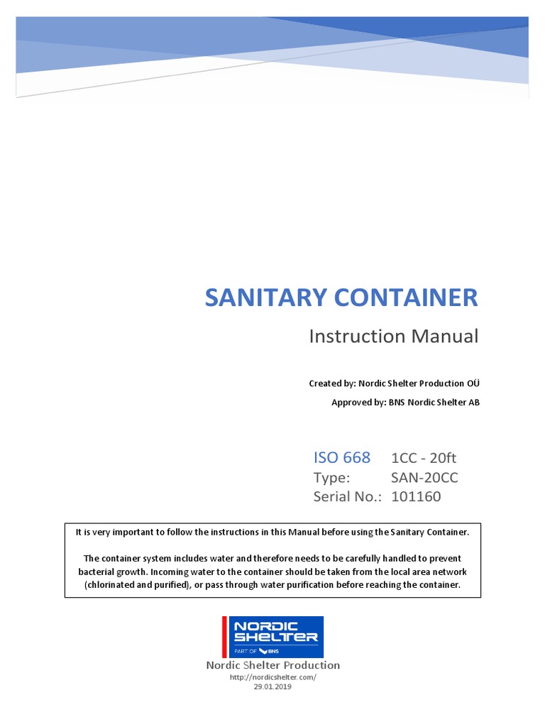 Manual MSB Sanitary Container 190408 | PDF | Valve | Water Heating