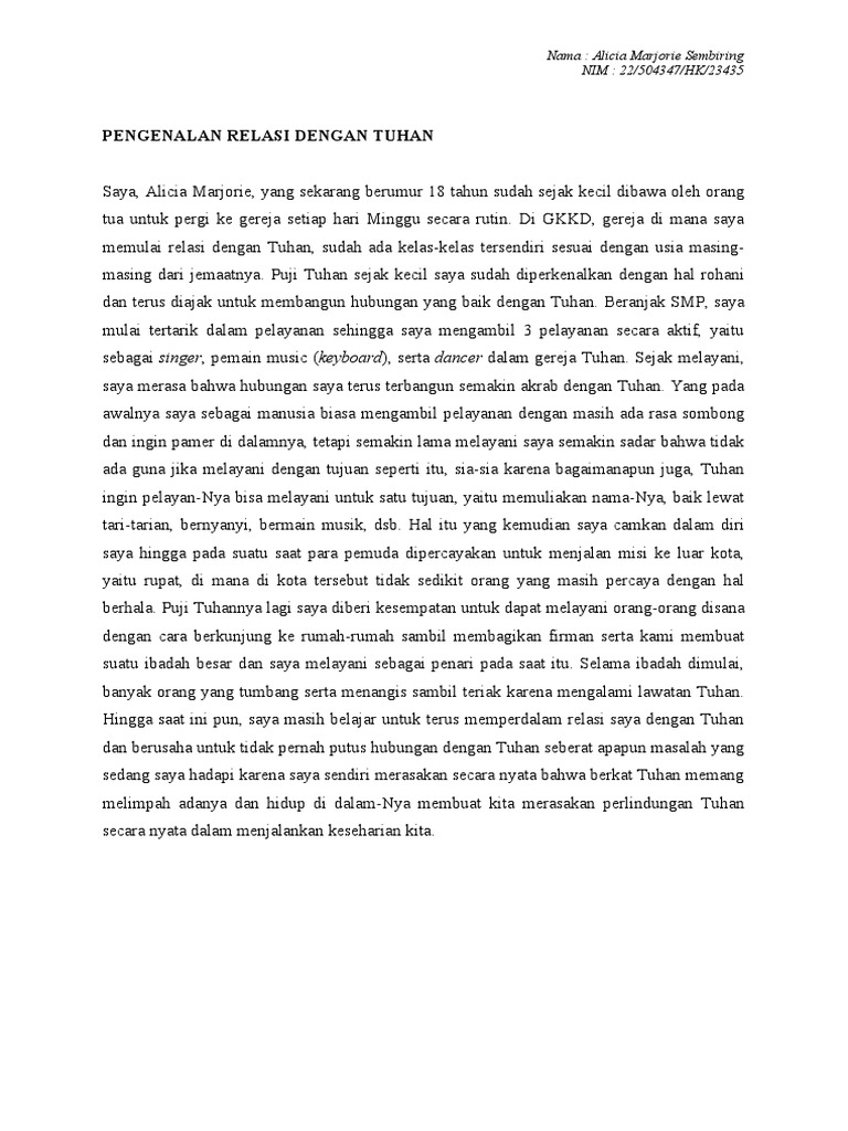 Relasi Pribadi dengan Tuhan | PDF