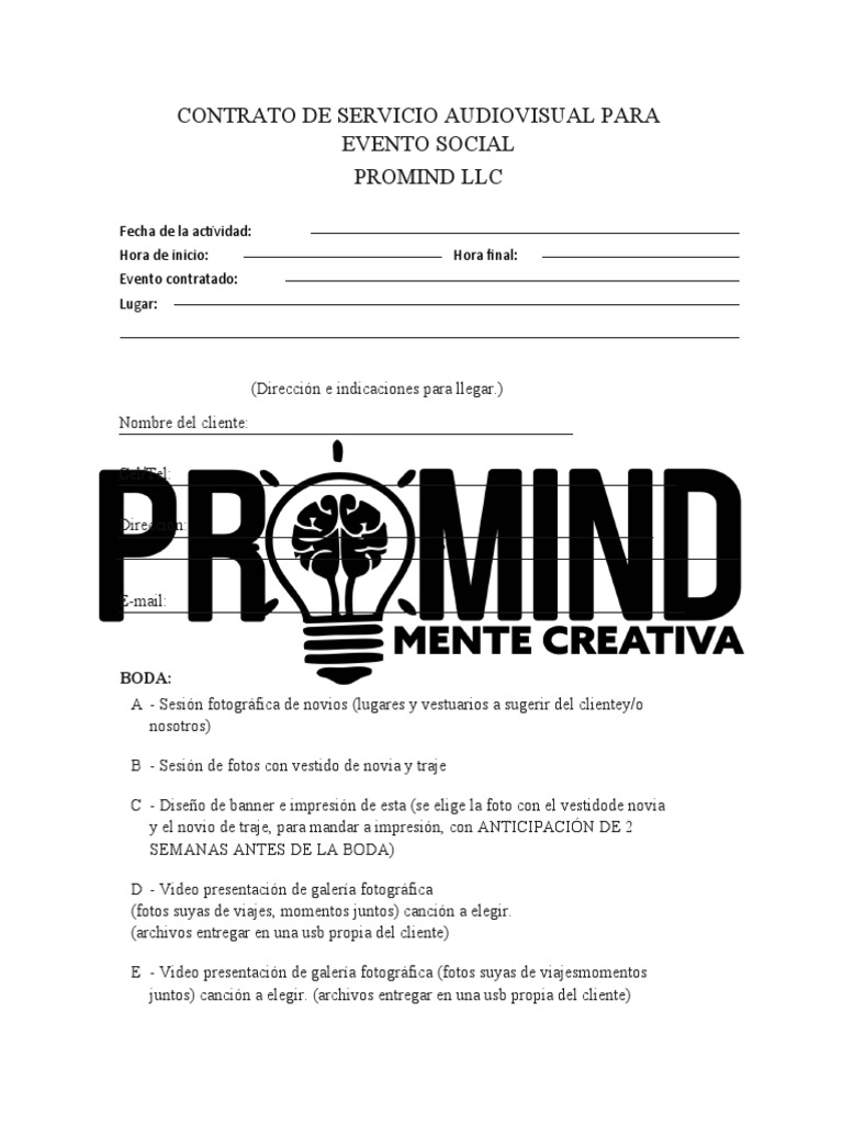 Contrato de Servicio Audiovisual para | PDF