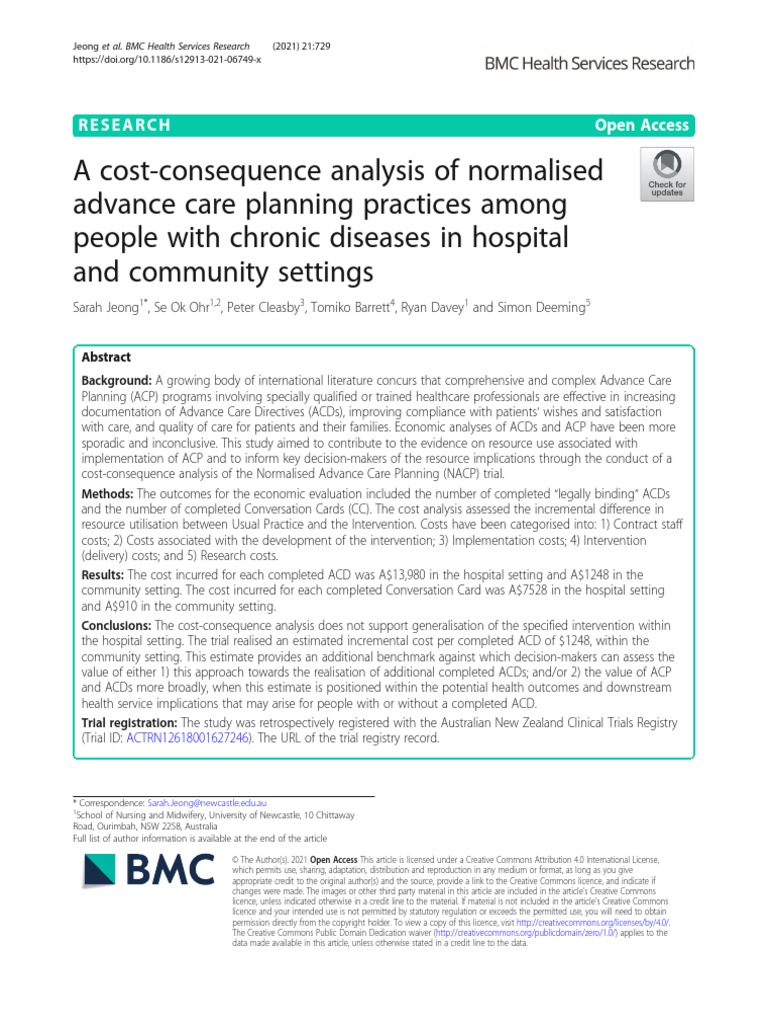 A Cost-Consequence Analysis of | PDF | Health Care | End Of Life Care
