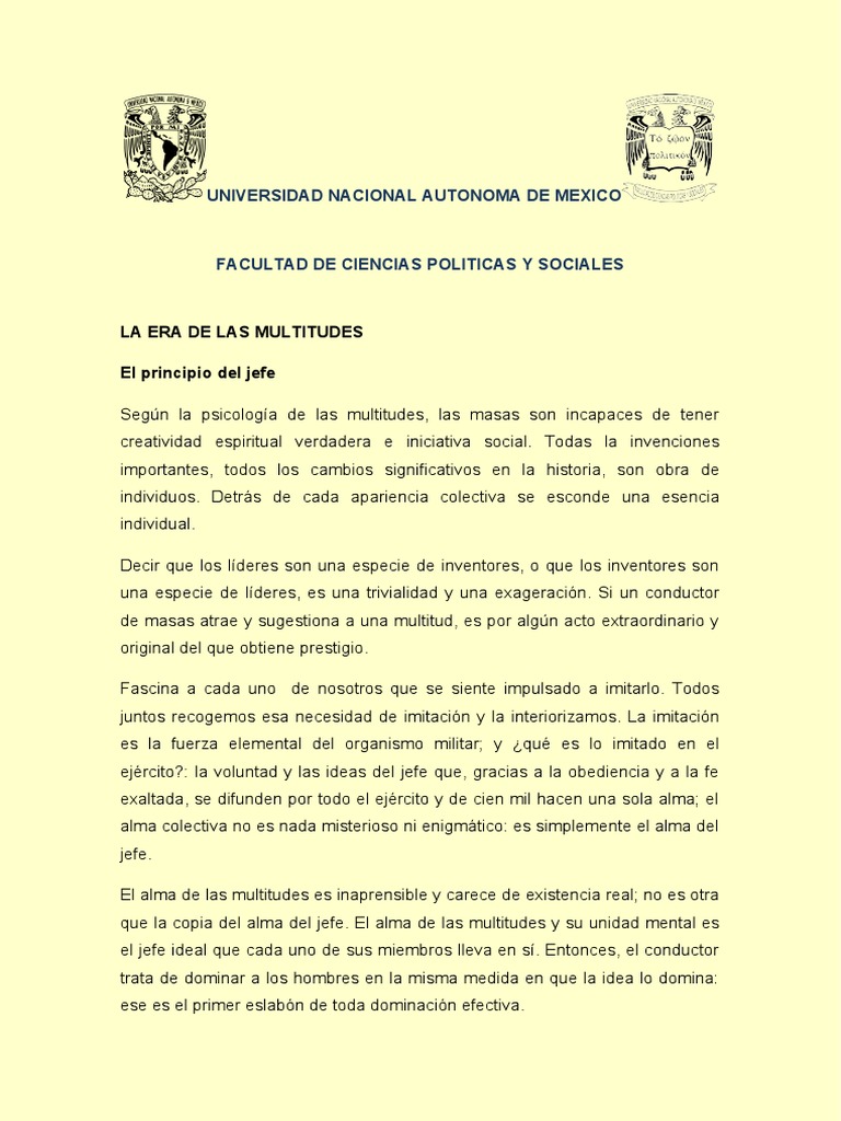 La Era de Las Multitudes - El Principio Del Jefe | PDF | Violencia | Alma