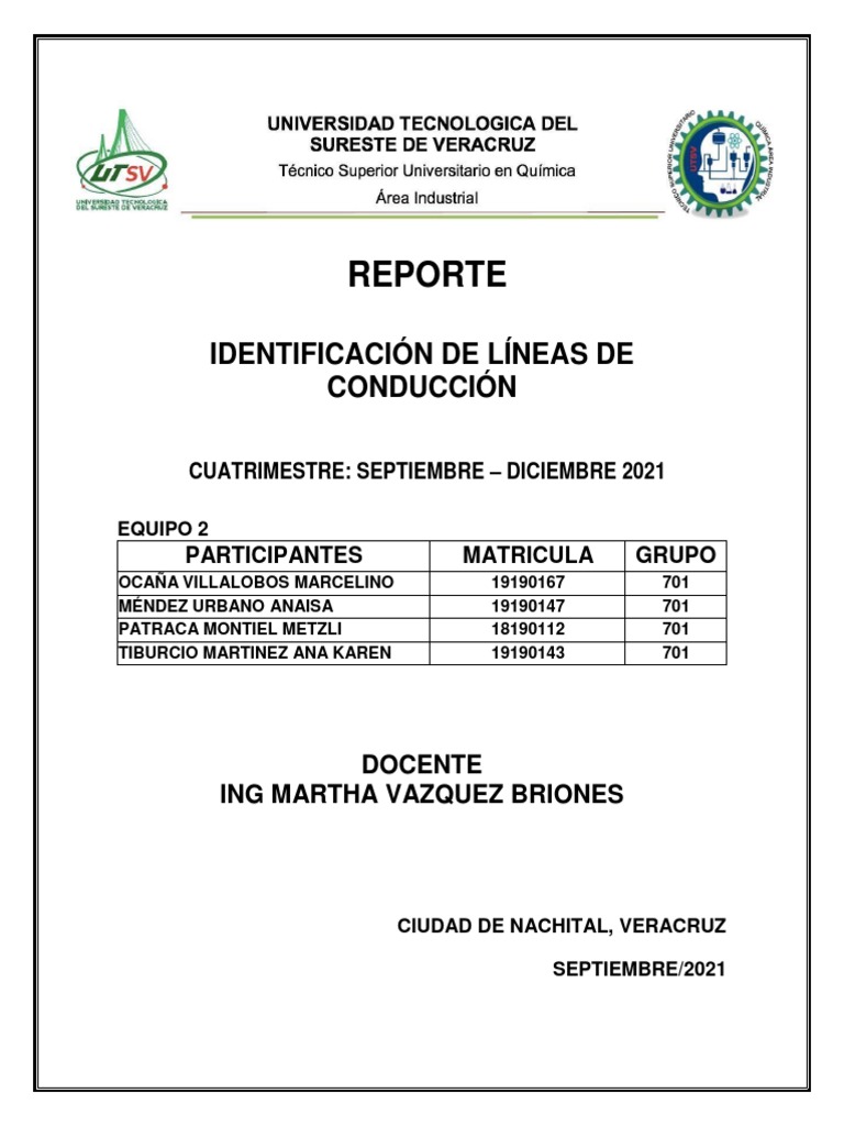 Reporte - Identificación de Líneas de Conducción - Equipo 2 | PDF ...
