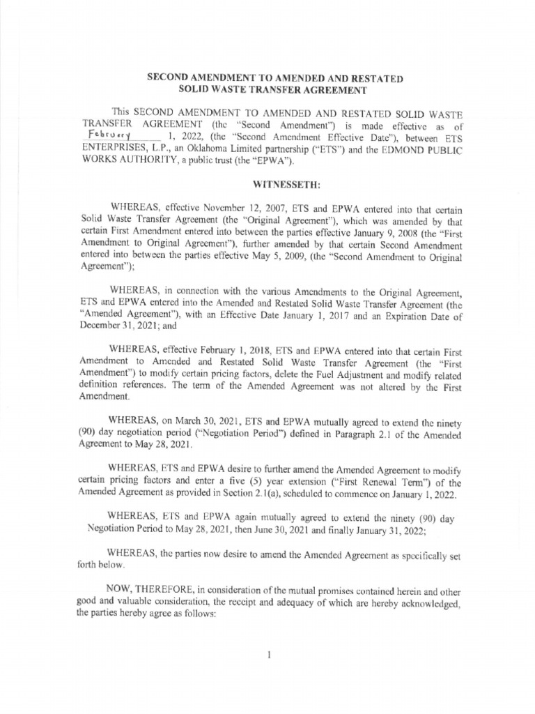 2022 Second Amendment Contract | PDF