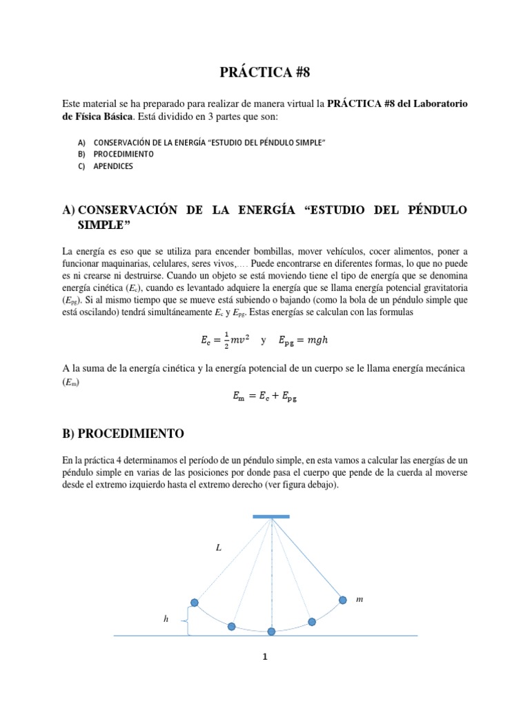 Práctica de Péndulo Simple | PDF | Péndulo | Energía potencial
