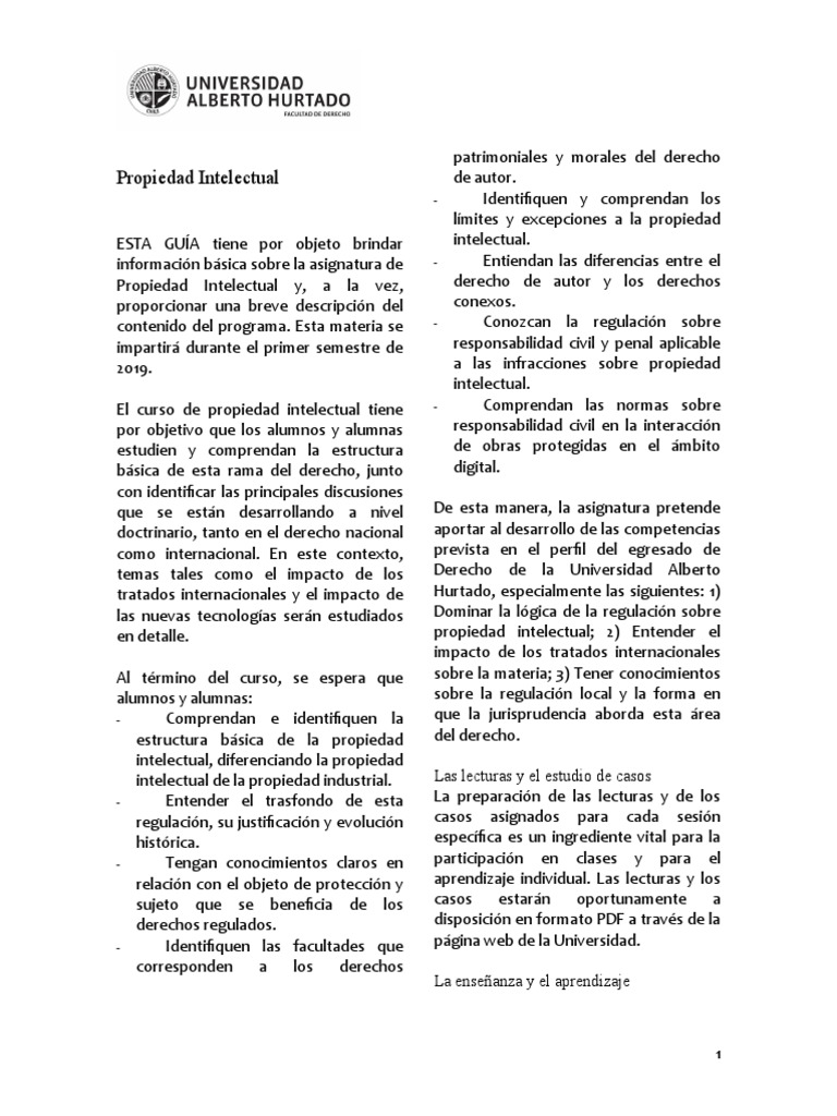 Curso Propiedad Intelectual 2019 | PDF | Propiedad intelectual | Propiedad