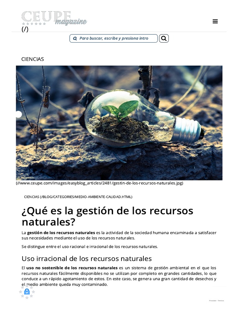 Gestión Sostenible de Recursos Naturales | PDF | Naturaleza | Entorno ...
