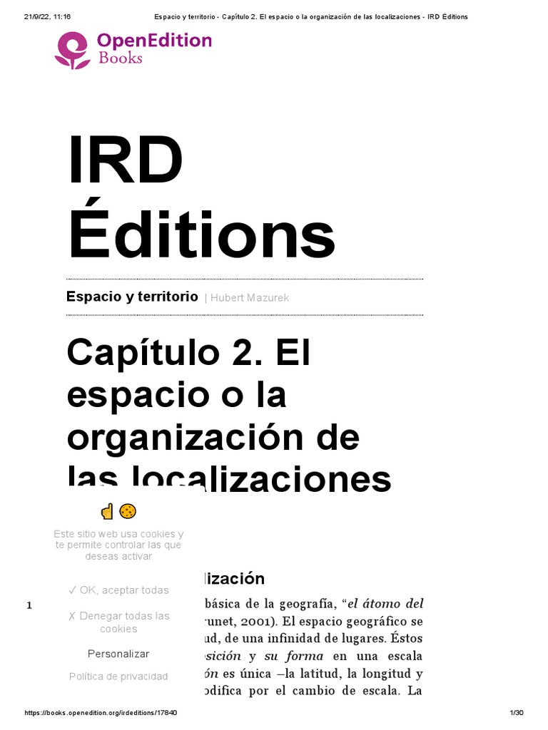 Espacio y territorio - Capítulo 2. El espacio o la organización de las localizaciones - IRD ...