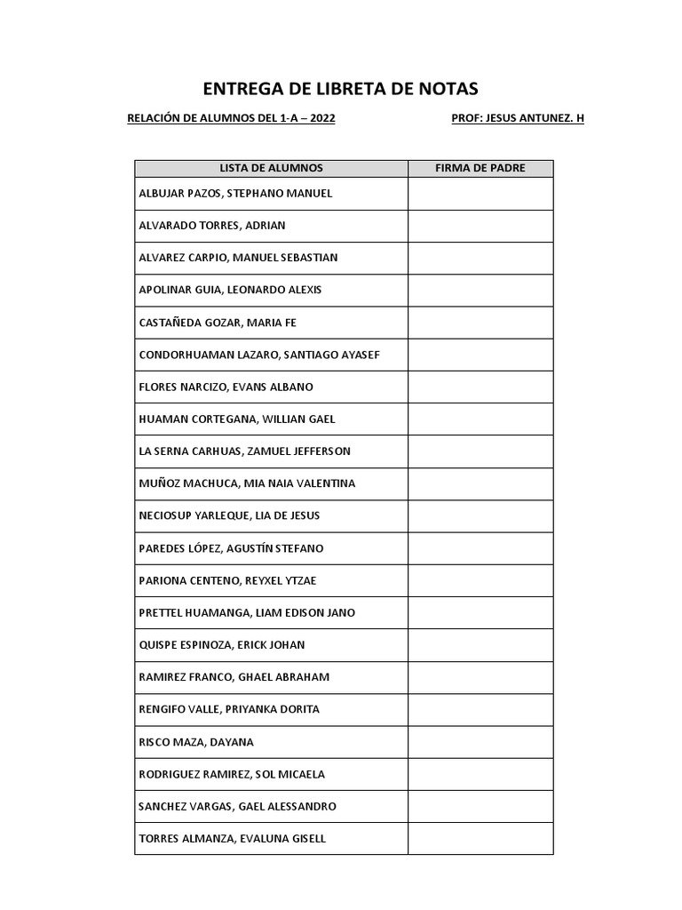 Cargo de Entrega de Libretas - 1-A | PDF