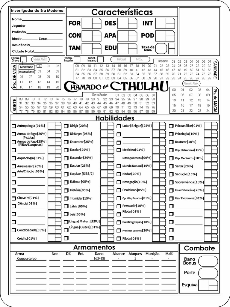 Ficha Call of Cthulhu 7E | PDF