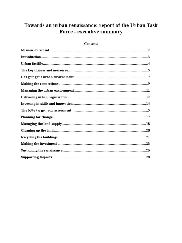 Towards An Urban Renaissance | PDF | Urban Renewal | Public Transport