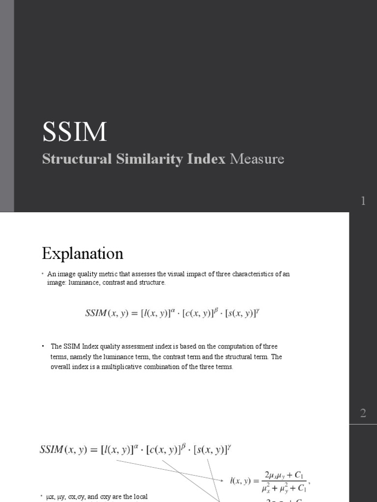 Understanding Structural Similarity Index (SSIM) | PDF | Applied Mathematics | Multidimensional ...