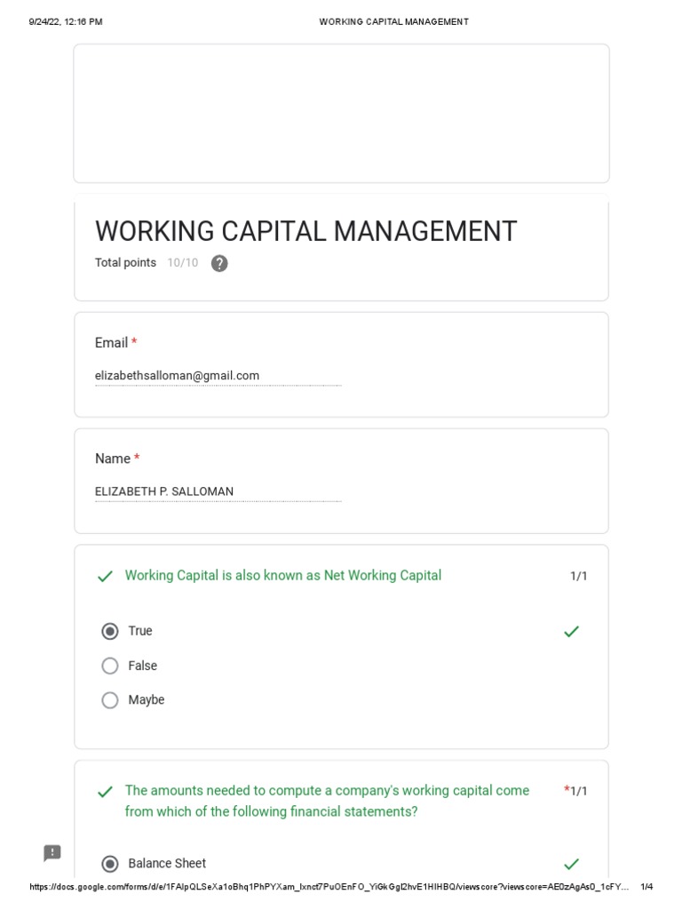 Working Capital Management | PDF | Working Capital | Cash Flow Statement