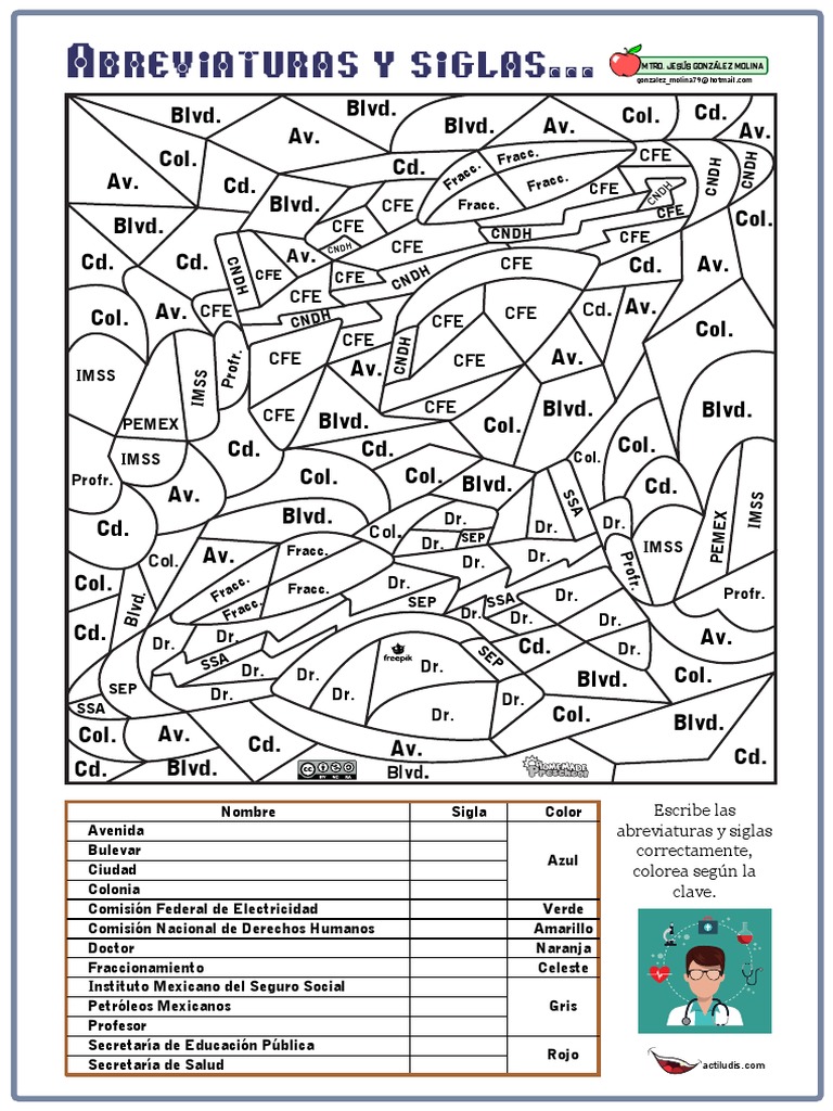 Ejercicio de Abreviaturas y Siglas | PDF | Arco iris | América del Norte