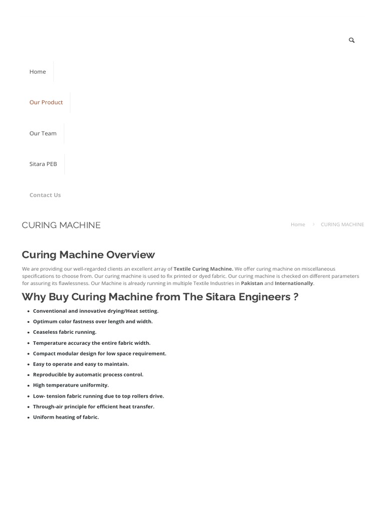 Textile Curing Machine - The Sitara Engineers | PDF