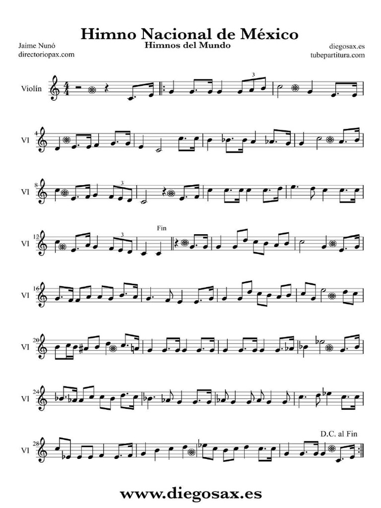 Himno Nacional de México Violín-1 | PDF
