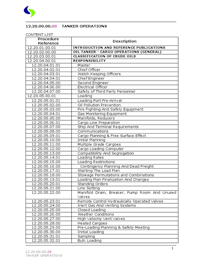 Guidelines for the Safe Operation and Management of Oil Tankers | PDF ...