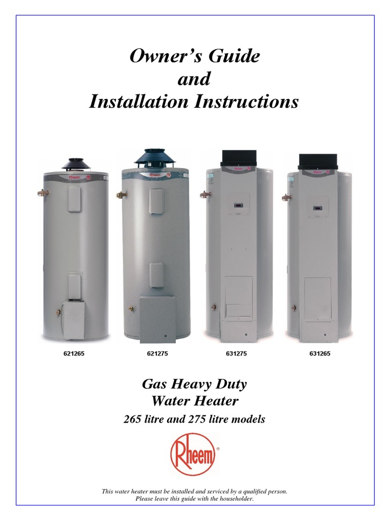 631265N0 Rheem Installation and Operation Guide | PDF | Water Heating ...
