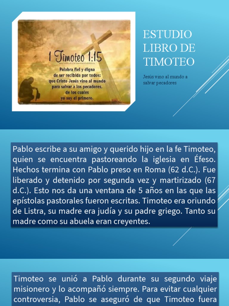 Estudio 1 de Timoteo | PDF | Pablo el apóstol | Jesús