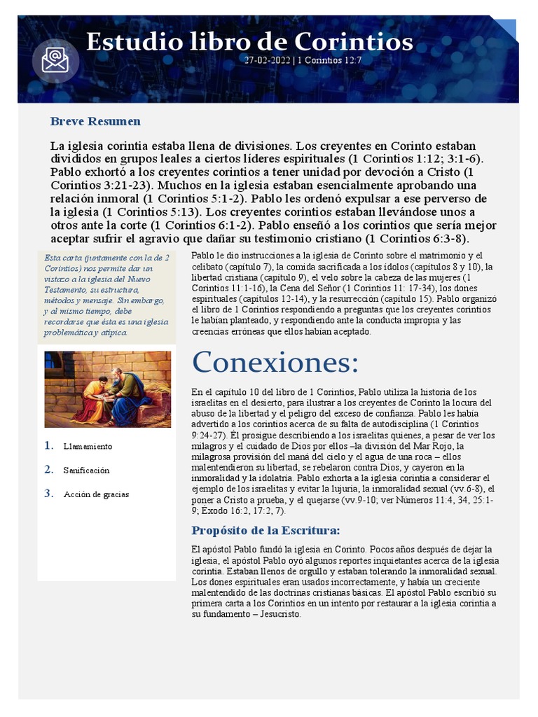 Estudio Libro de Corintios | PDF | Primera epístola a los corintios | Pablo el apóstol
