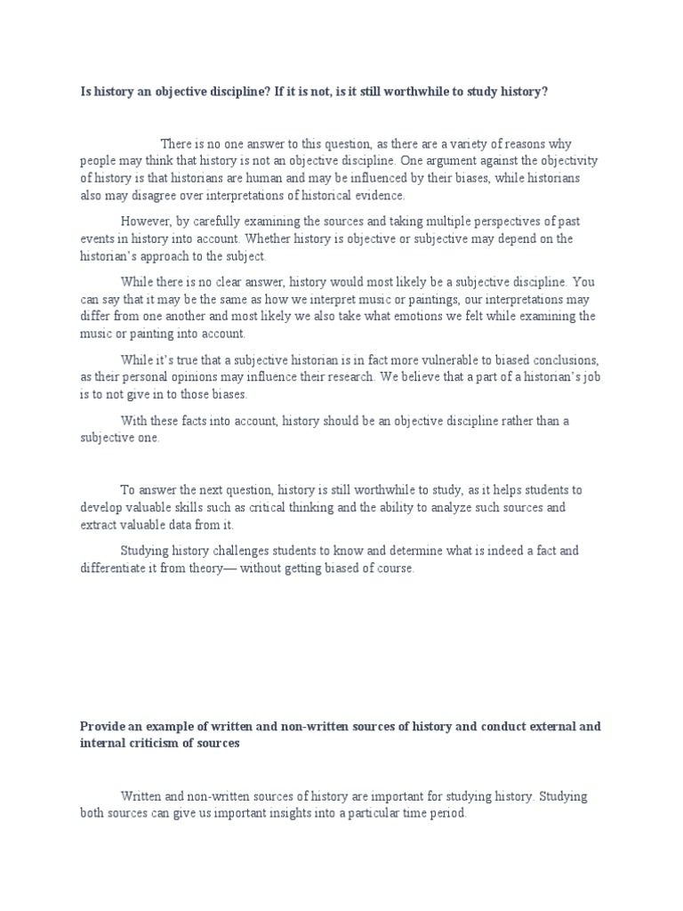 Why History Is A Subjective Discipline | PDF | Subjectivity | Historian