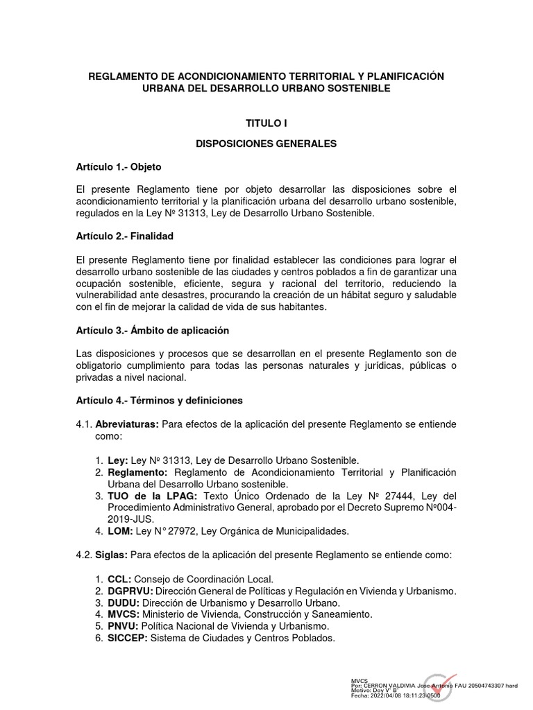 2022.04.09 - 3 - Propuesta Reglamento 01 - Prepublicacion - Final (5) (R) PDF | PDF ...